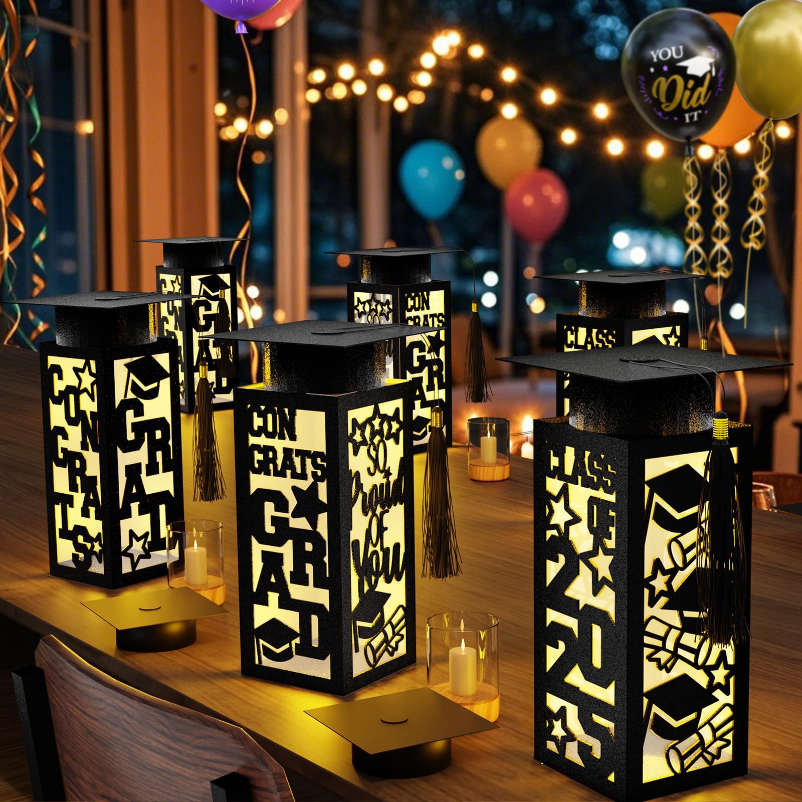 6 Pcs Graduation Table Centerpieces Boxes Class of 2025 Graduation ...
