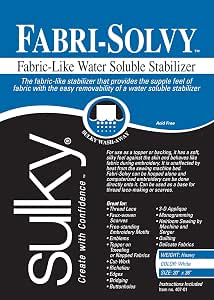 Amazon.com: Sulky Fabri-Solvy Soluble Stabilizer, 20 by 36-Inch