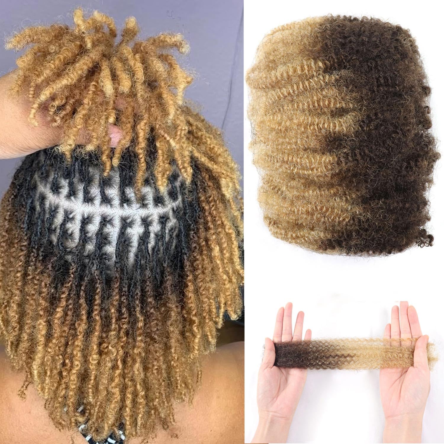 HAPPY&CC Afro Kinky Bulk Human Hair For Dreadlocks and Twist 50 Gram ...