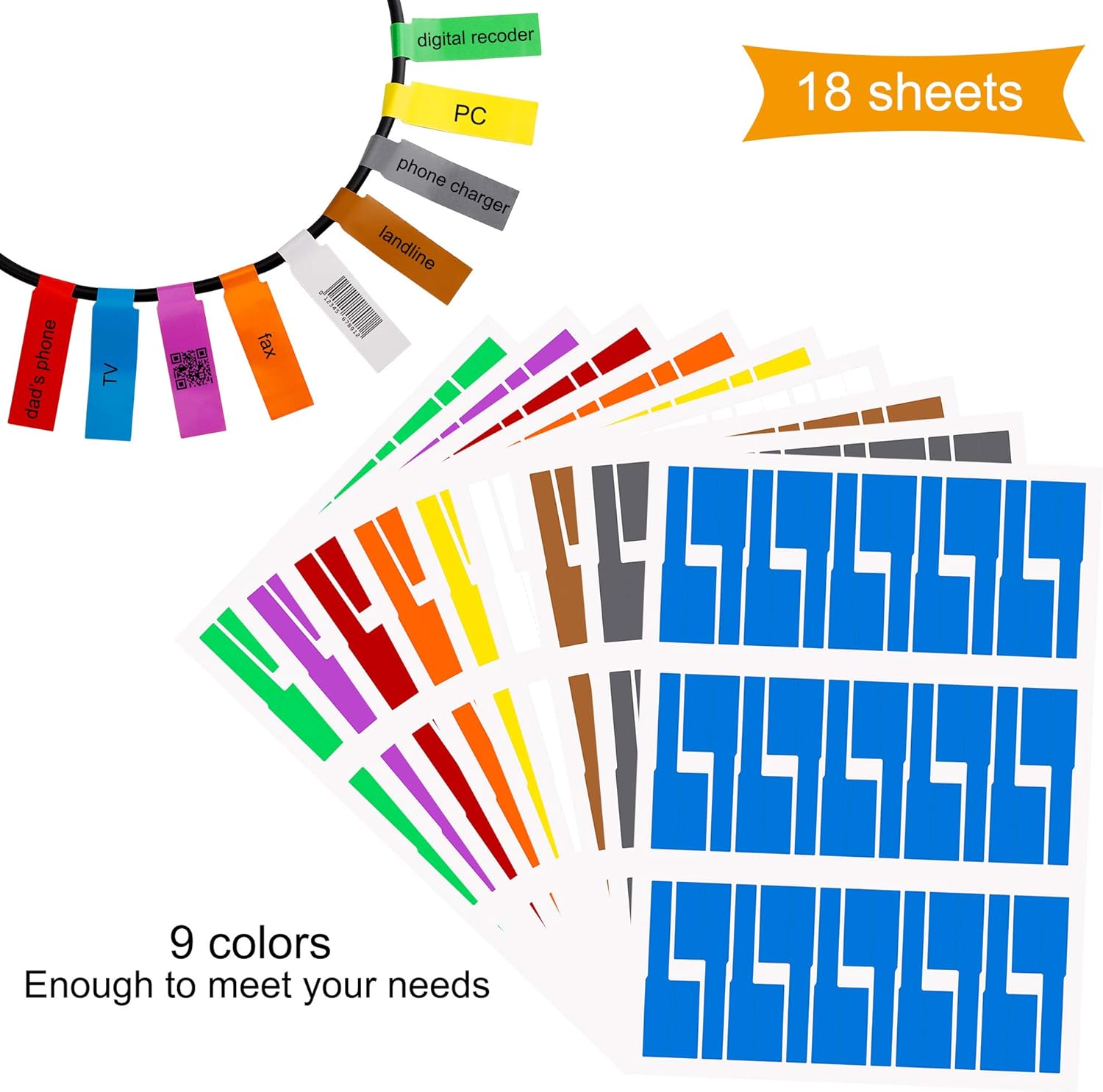 Cable Labels Self-Adhesive Colorful Wire Labels Waterproof Tear ...