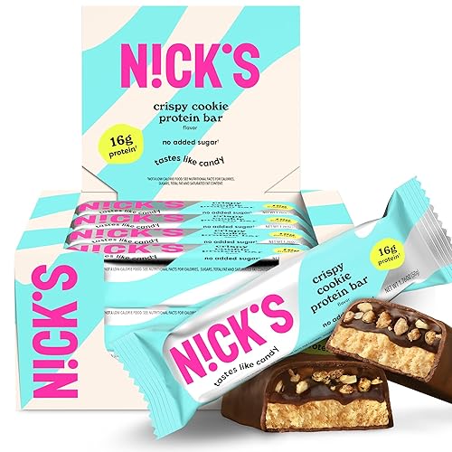 Nick's Protein Bars Crispy Cookie Chocolate, High Protein, Low Calories ...