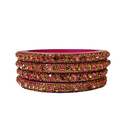 Buy Fushia Pink Stone Chudi, Set of 4, for Dulhan, Women, Girls ...