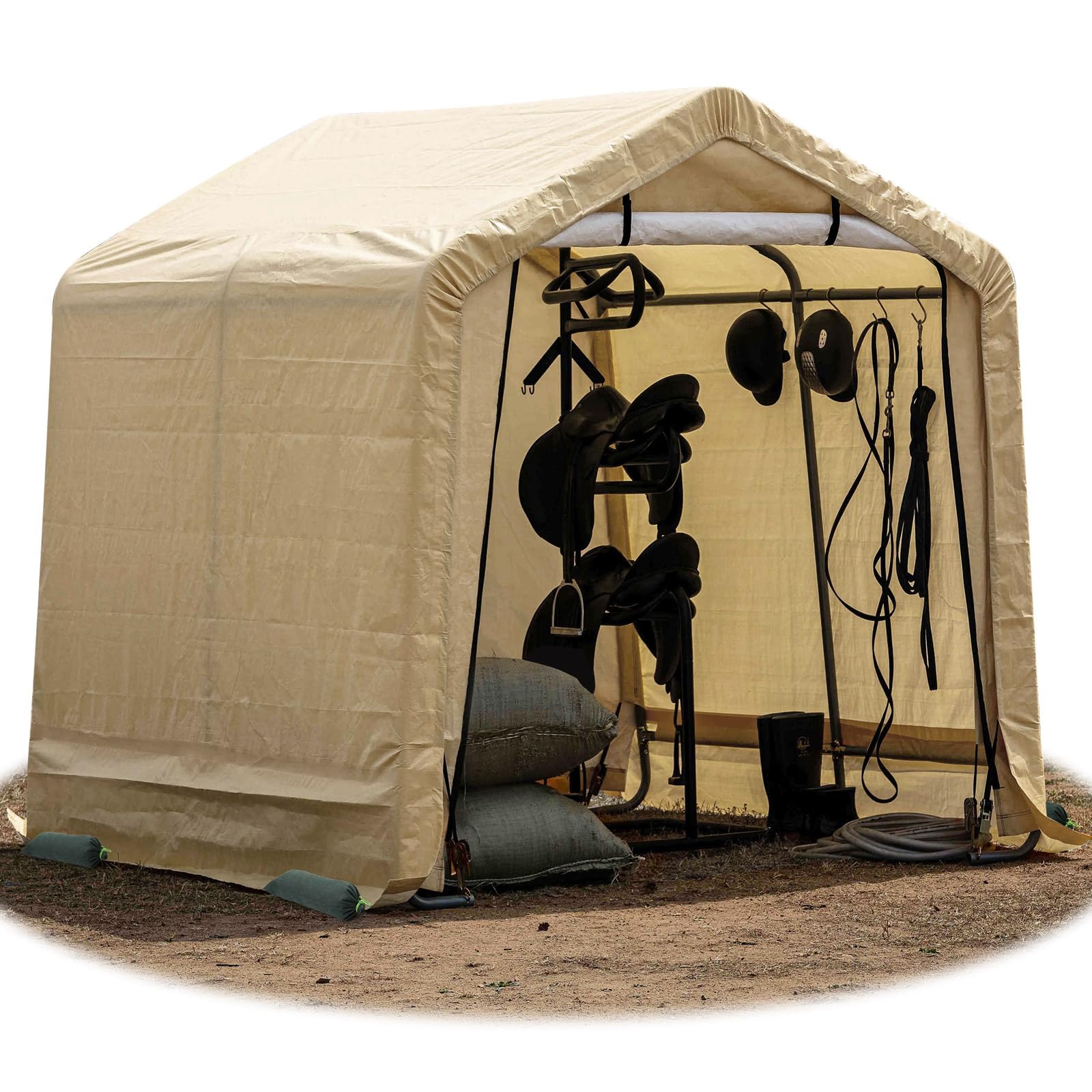 Weather Fast 8x8 ft Heavy Duty Outdoor Storage Shed with Roll-up Zipper ...