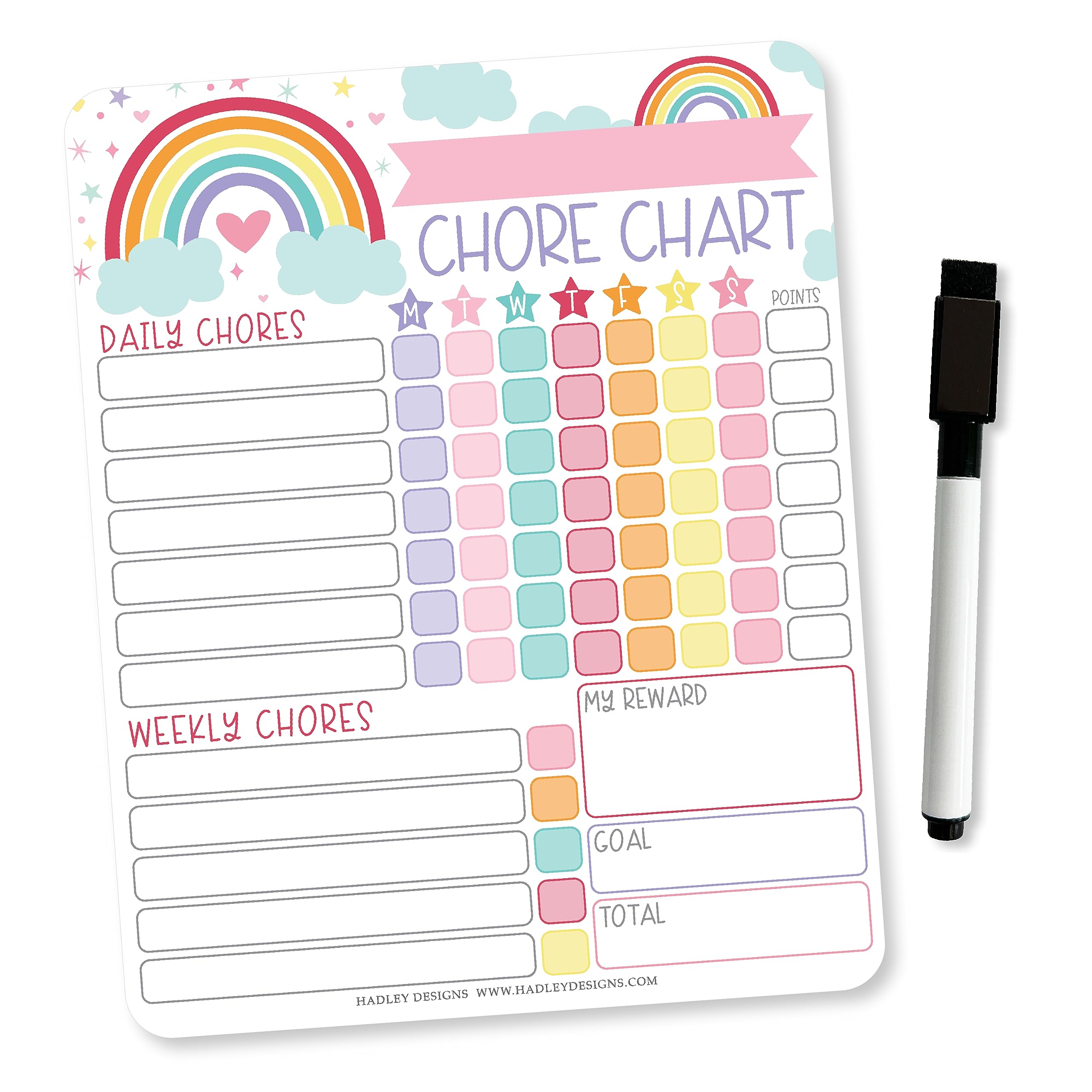 Rainbow Chores Chart for Kids - Reward Chart for Kids, Magnetic Chore ...