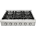 Amazon.com: Thorkitchen Pro-Style Gas Rangetop with 6 Sealed Burners 36 ...