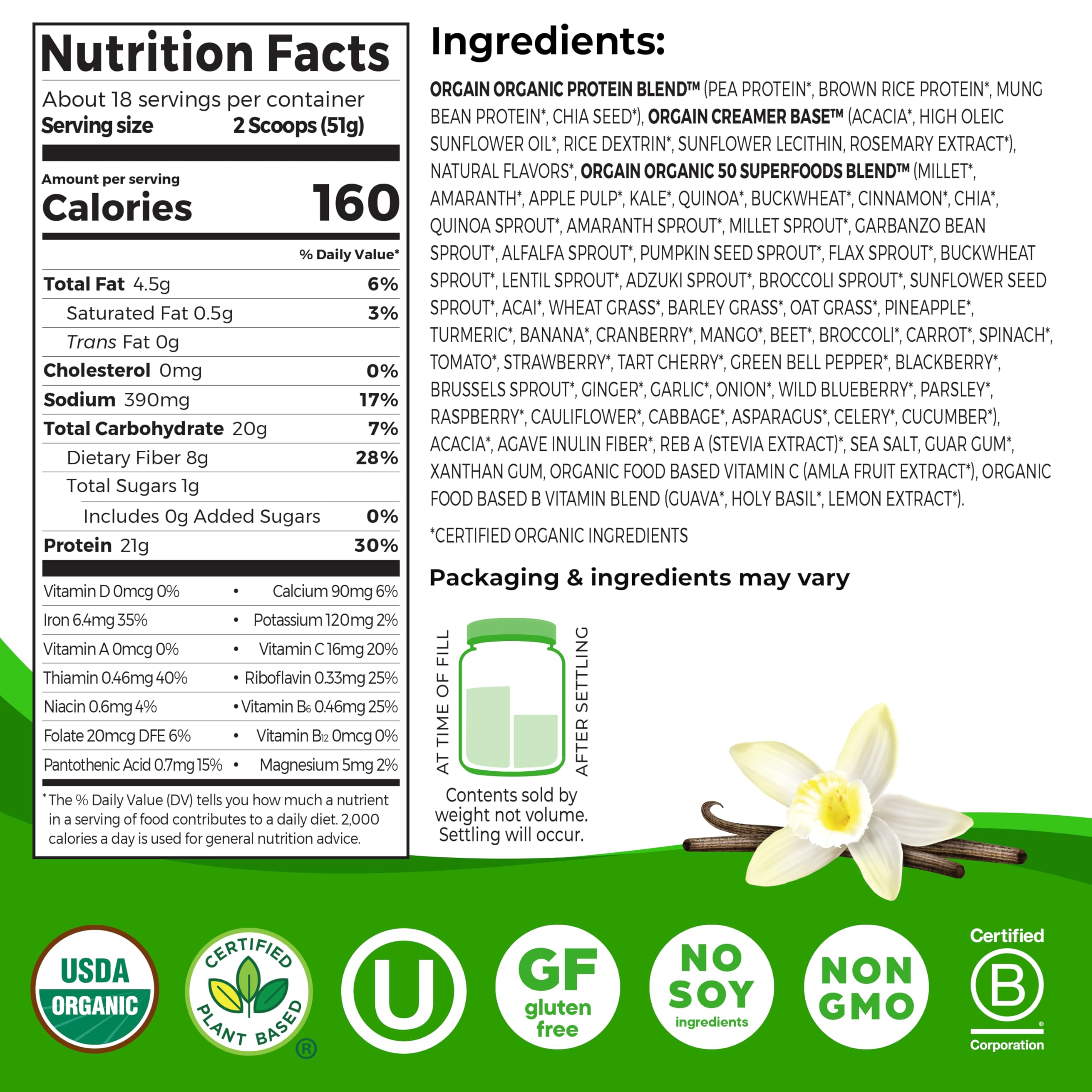 Mua Orgain Organic Vegan Protein + 50 Superfoods Powder, Vanilla Bean ...
