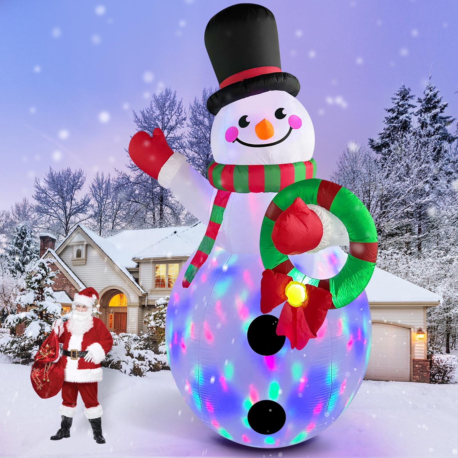 Danxilu 14FT Giant Christmas Inflatables Snowman Built-in Rotating LED ...