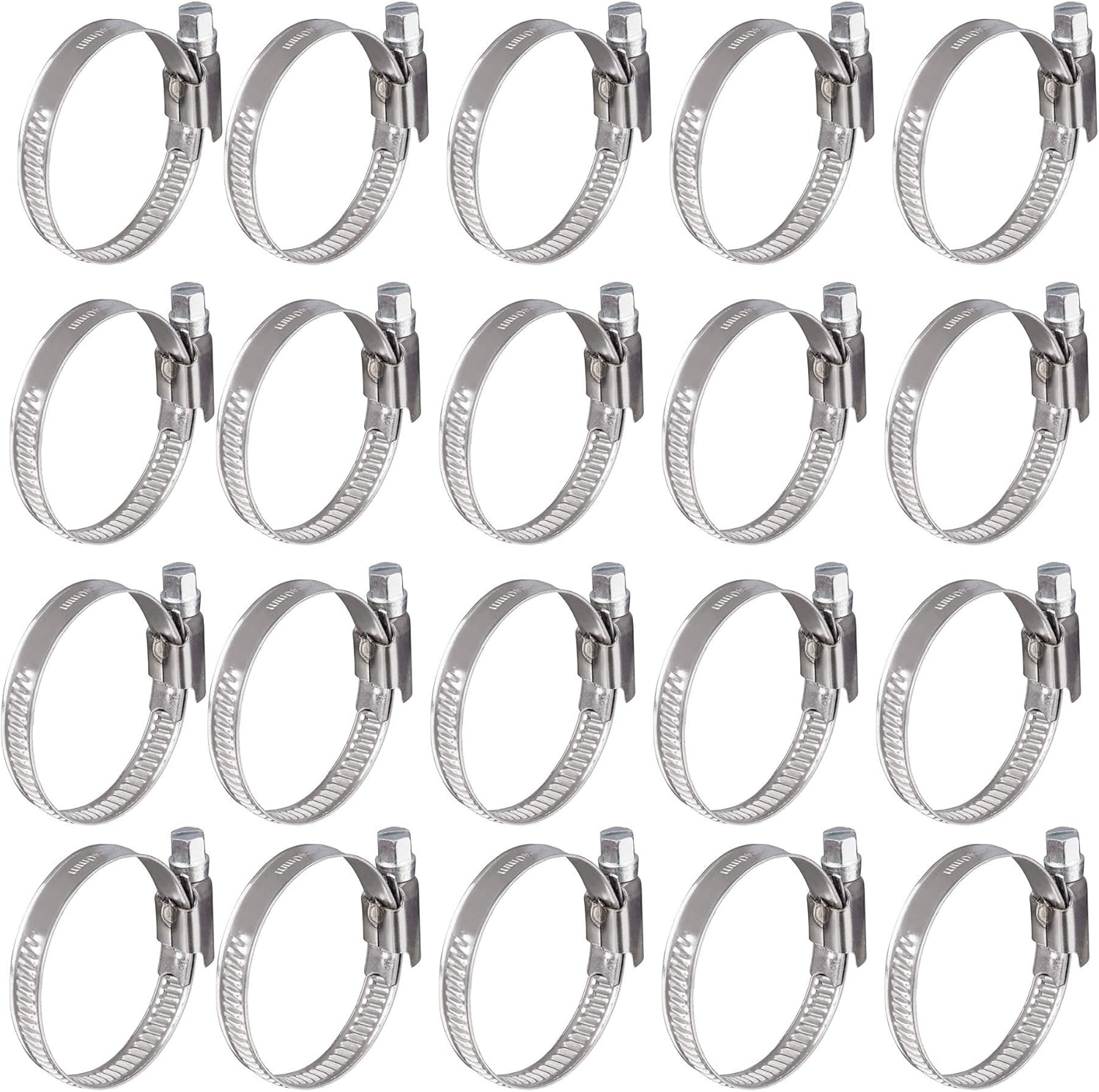 20 Pcs Metal Hose Clip, 21-44mm Diameter Adjustable Stainless Steel ...