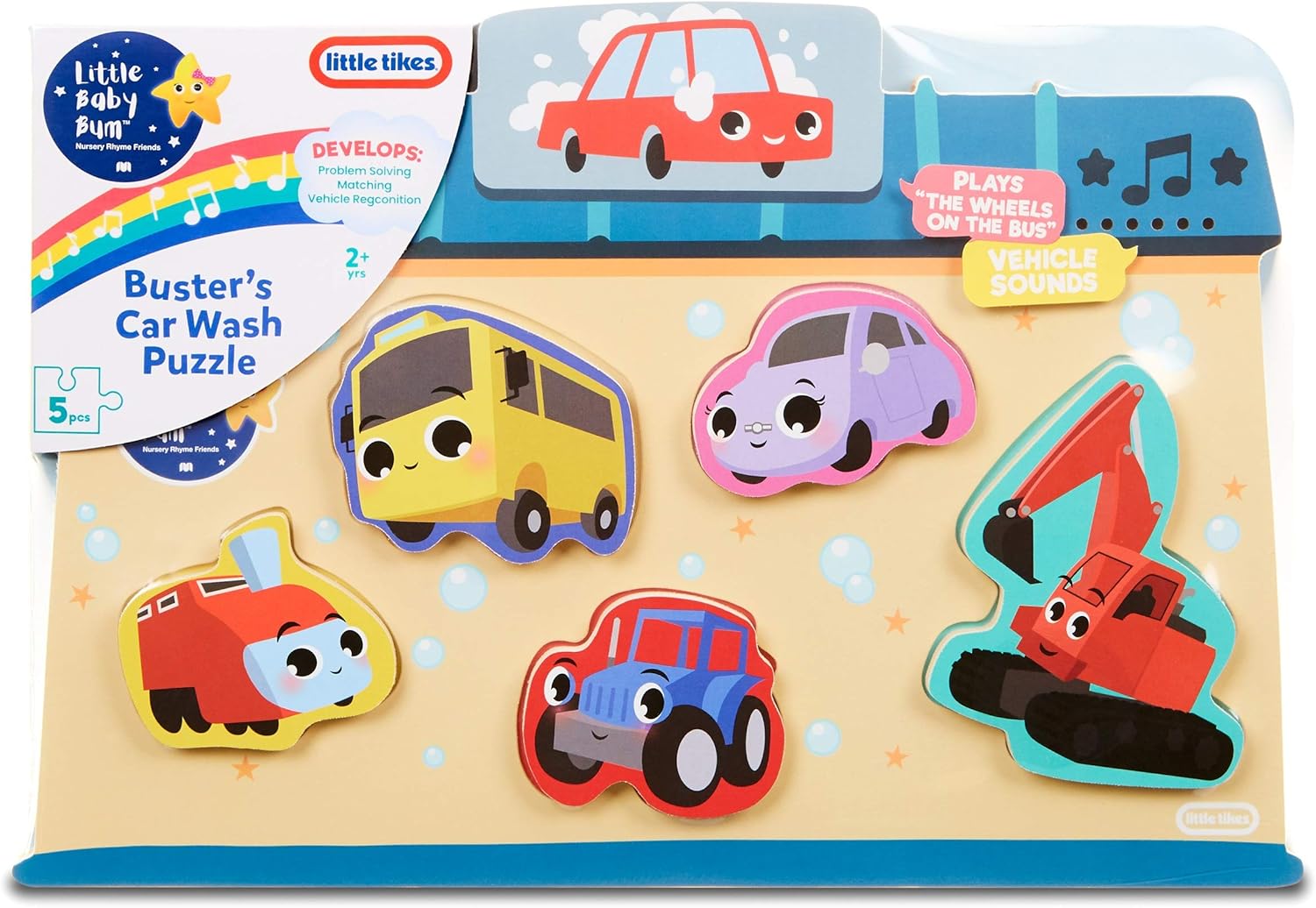 Amazon.com: Little Tikes Baby Bum Musical Wooden Puzzle - Vehicle Pack ...