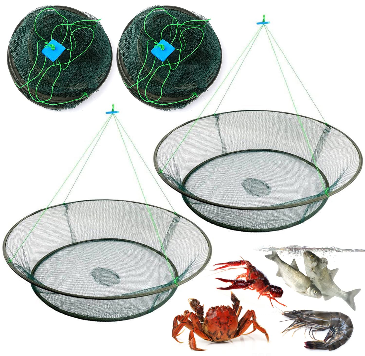Crab Net,Crab Basket Crab Traps for Fishing,Portable Folded Fishing Net Fishing Basket Fishing ...