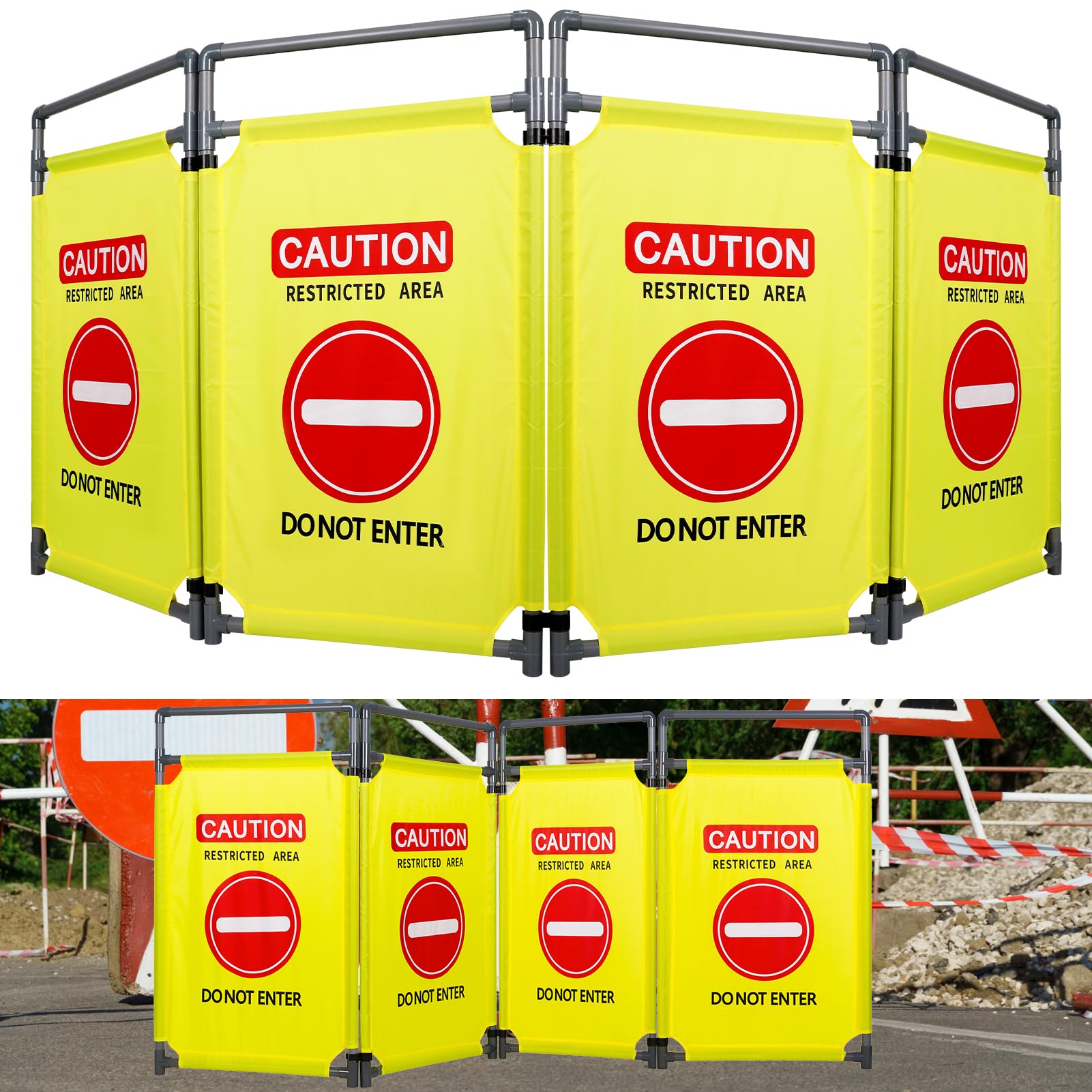 Mua 4 Panels Safety Barricade,7.8 FT Foldable Security Sign Barrier ...