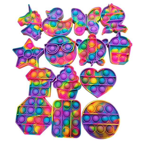 14 Pcs Poppers Fidget Toy,Mini Pop Its Fidget Toys Set,Sensory Fidget ...