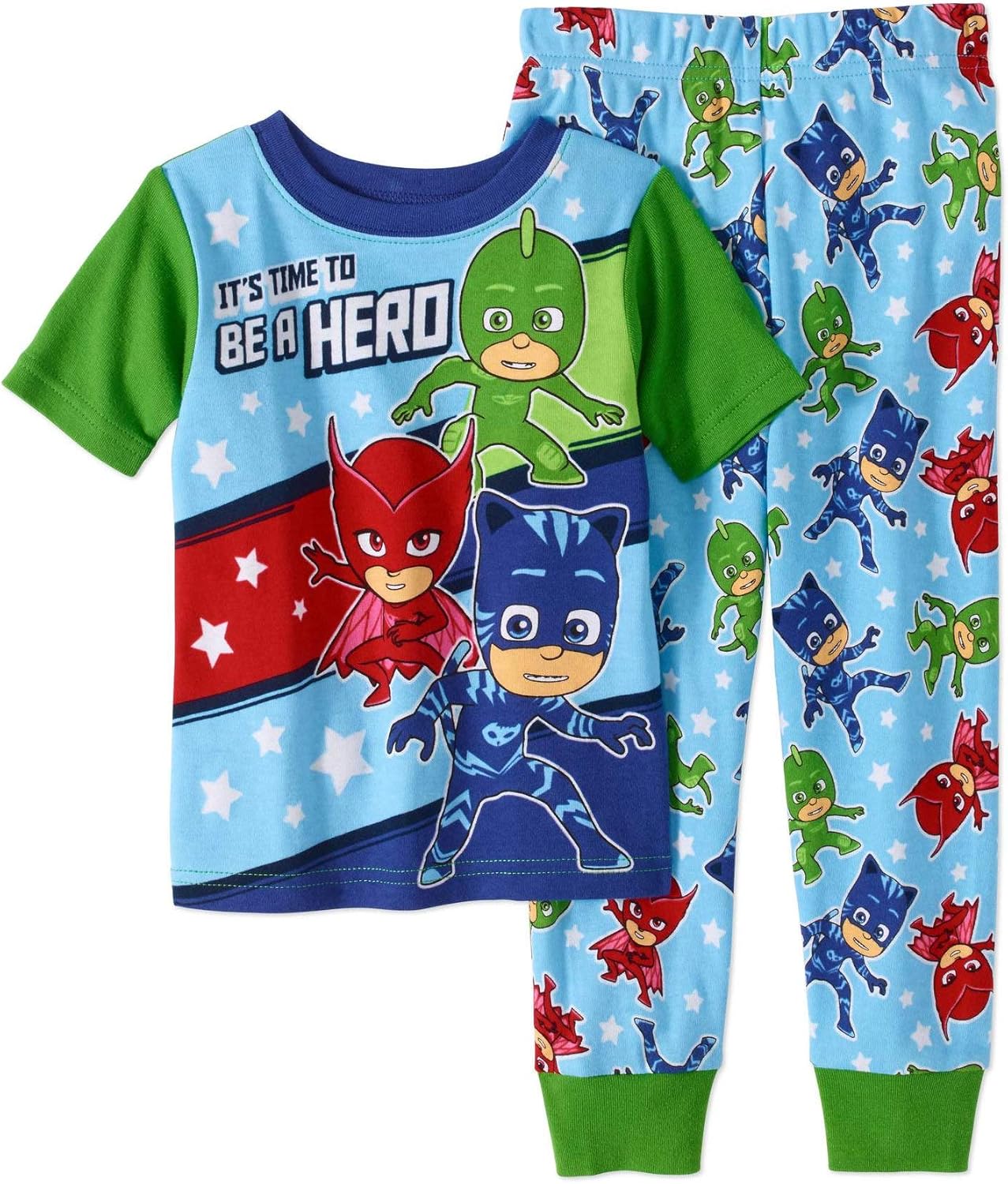 PJ Masks Pajama Sleep Wear Set for Toddler Boys (3T) Blue Green: Amazon ...