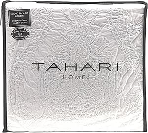 Amazon.com: Tahari Home 100% Cotton Quilted Floral Damask 3pc Full ...