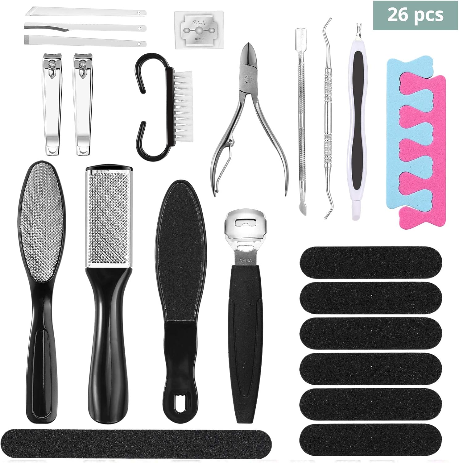 COLFULINE 25 in1 Pedicure Kit Foot File Set,Professional Foot Care Kit ...