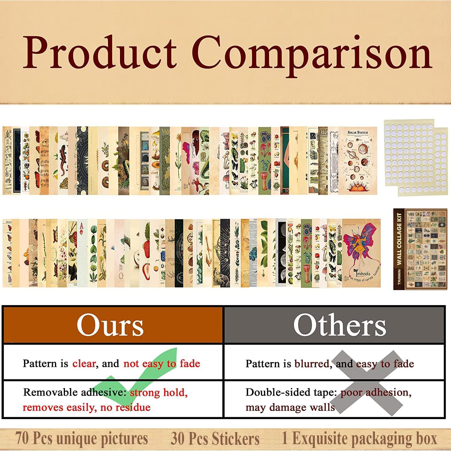 Mua TRAMIN 100 PCS Vintage Posters, Collage Kit Aesthetic Pictures, Cottagecore Room Decor for ...