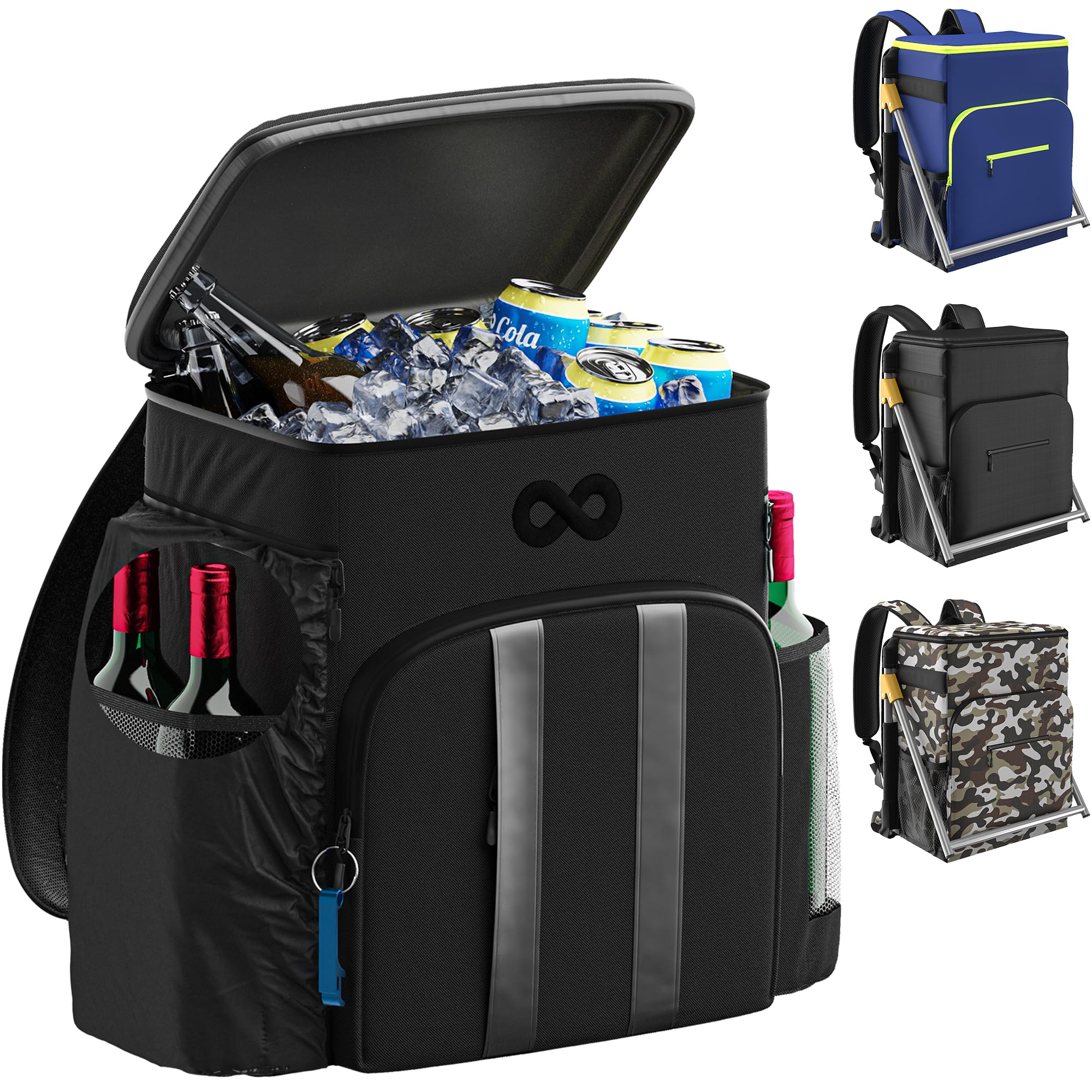 Insulated Backpack Cooler - 54 Cans, 24 Hour Cooling, Wider Straps ...