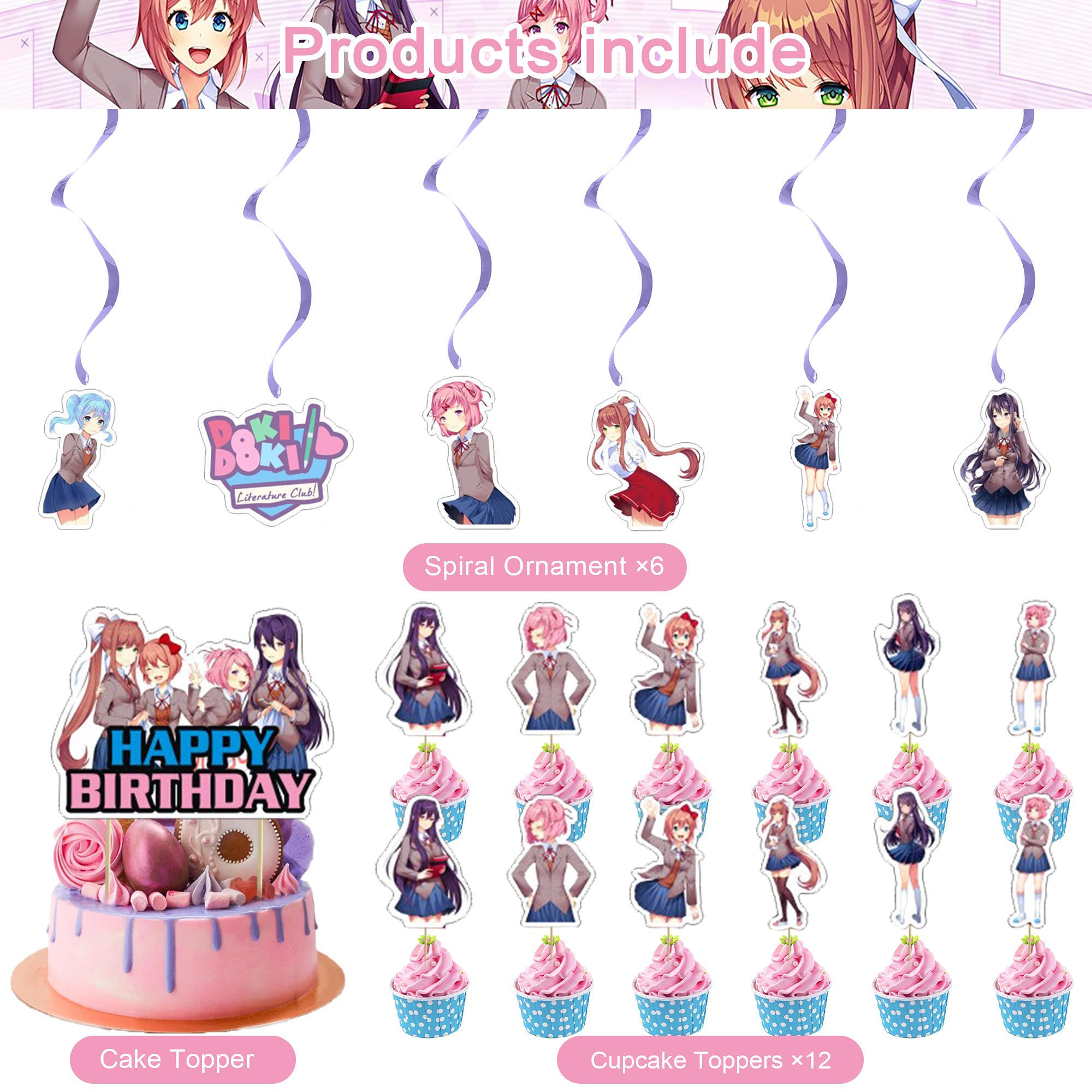 Mua Doki Party Supplies, Doki Anime Game Theme Birthday Party ...