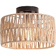 Amazon.com: Hchunqjor Coastal Woven Flush Mount Ceiling Light Fixture ...
