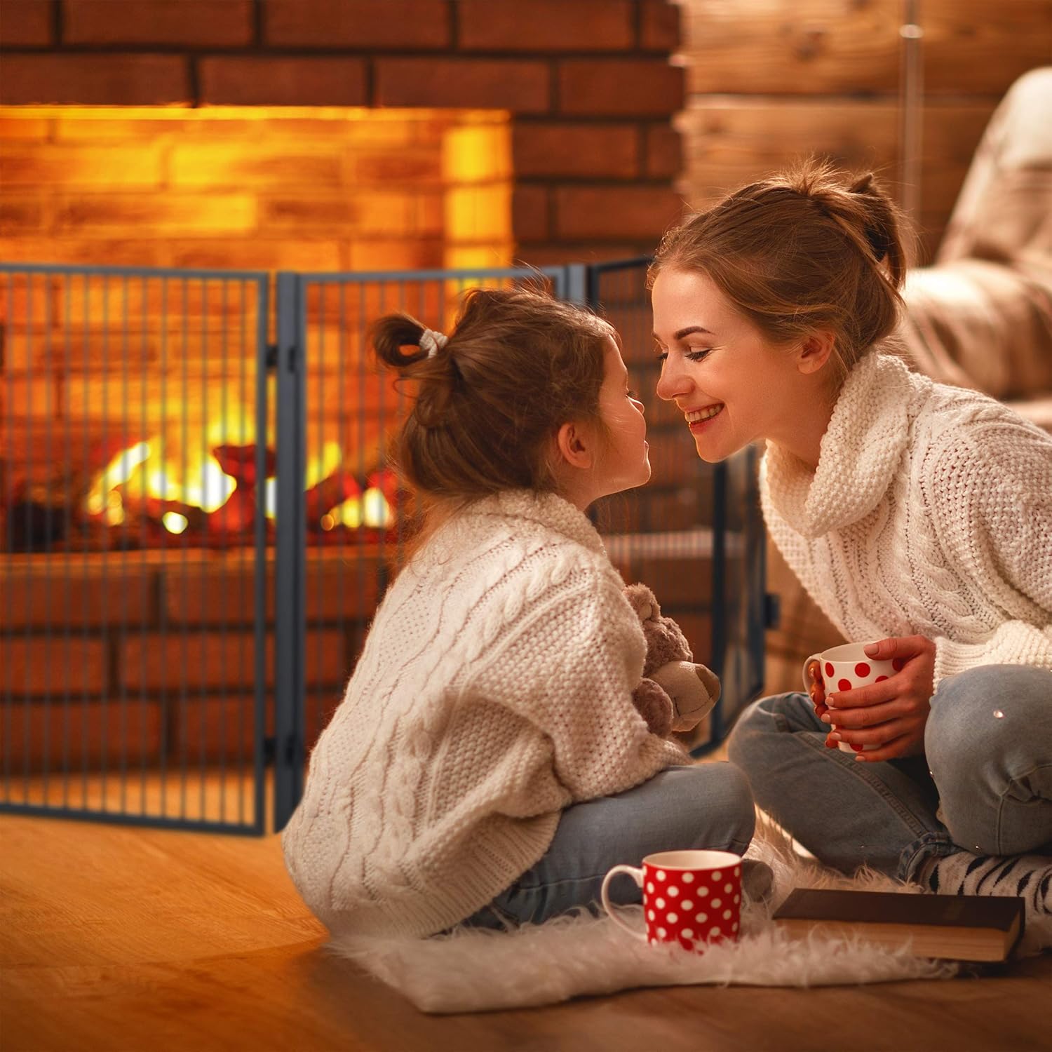 Relaxdays Metal Fireplace Screen, 5-Panel Safety Barrier, Spark Guard ...