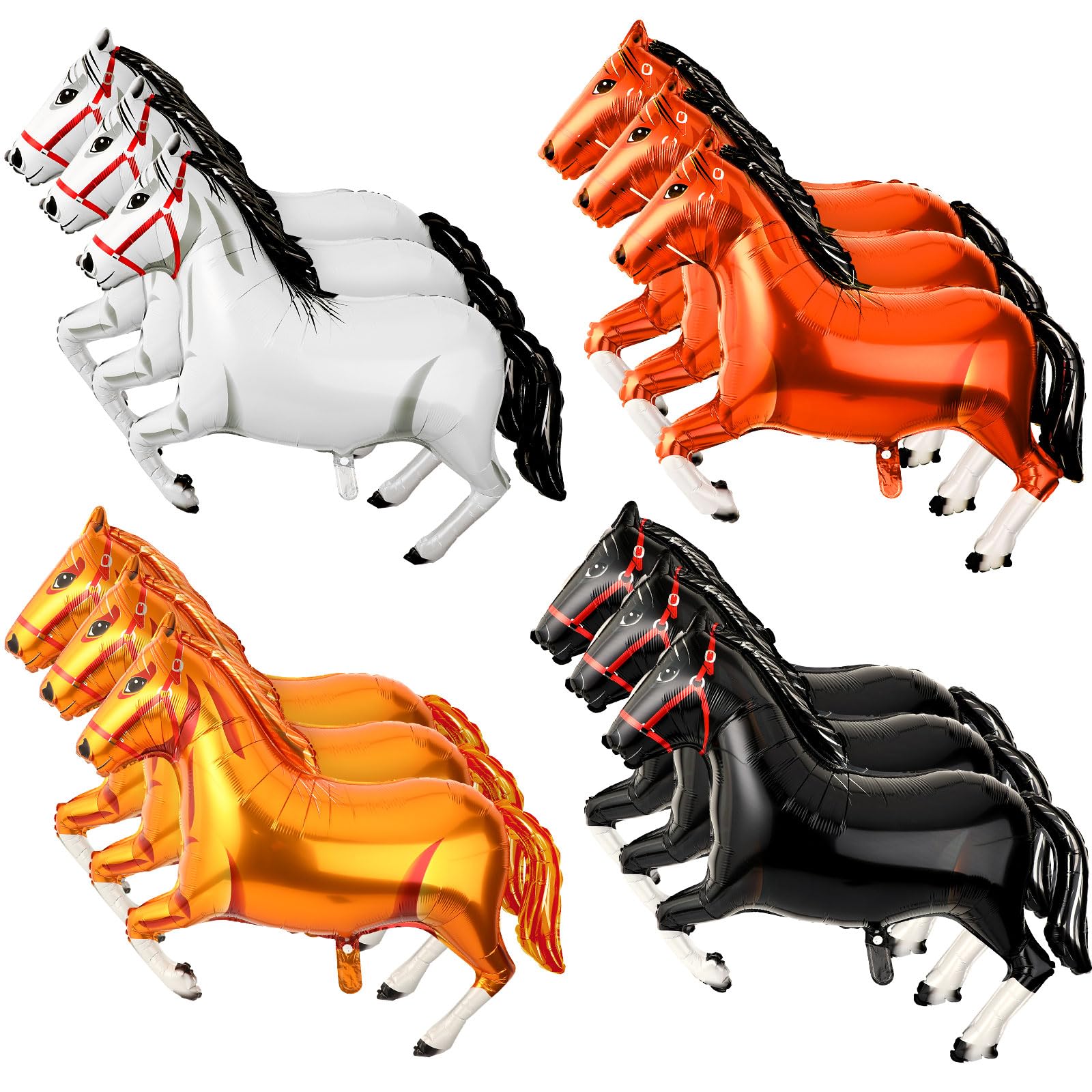 NOVWANG 30 Inch Horse Balloons, 12pcs Foil Horse Balloons Party ...