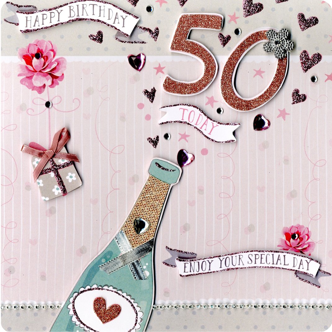 Second Nature Collectable Keepsake Champagne Design 50th Birthday Card 