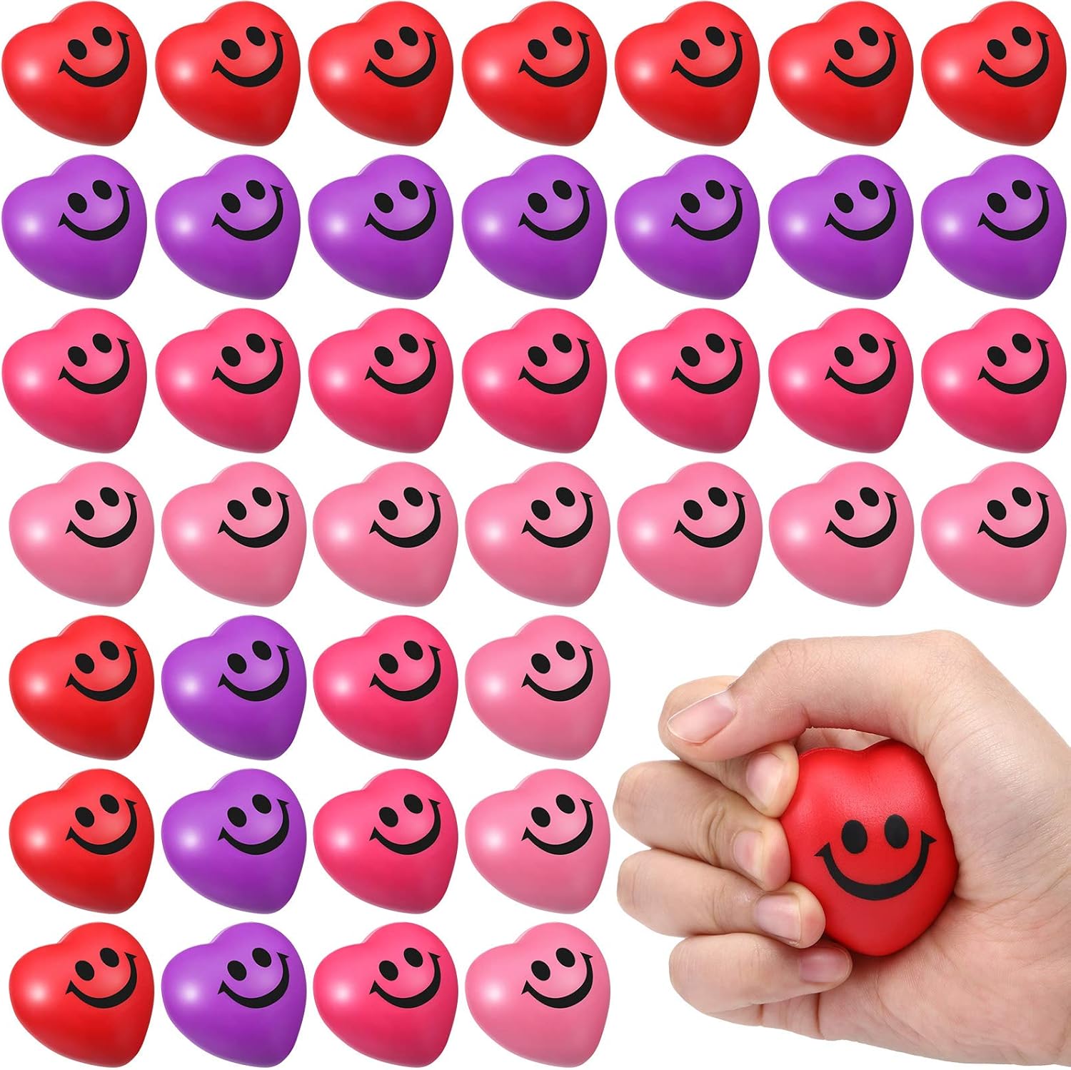 Amazon.com: 40 Pieces Heart Smile Funny Face Stress Balls Mini Foam ...