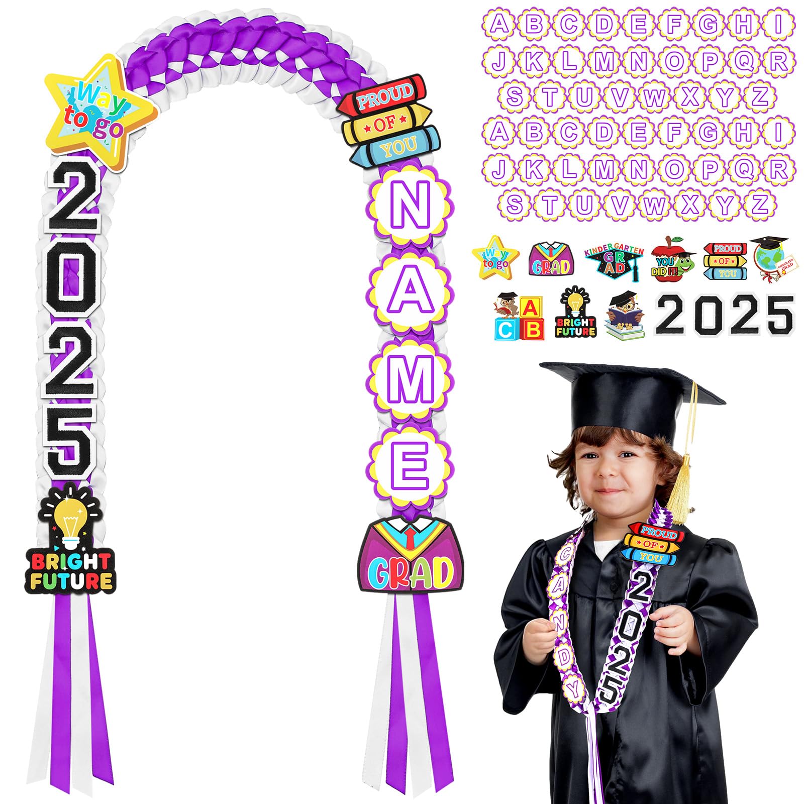 Juexica Kindergarten Graduation Ribbon Leis Class of 2025 Braided ...