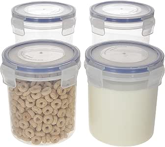 Overnight Oats Container Jar (4-Piece Set) - 16 oz Plastic Containers ...