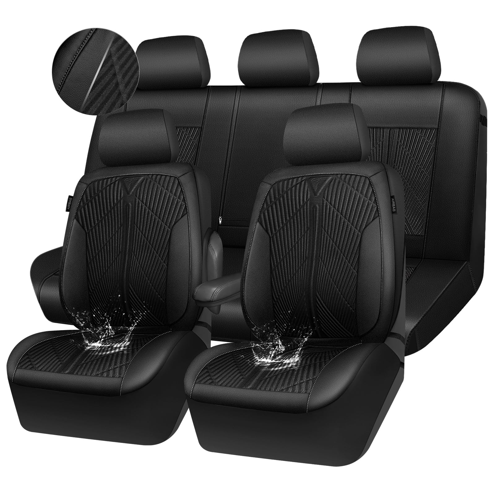 CAR PASS Oxford Leather Car Seat Covers Full Set,All-Weather Non-Slip ...