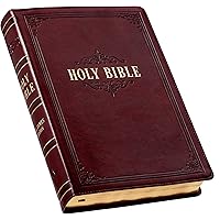 KJV Holy Bible, Giant Print Full-Size, Burgundy Faux Leather w/Ribbon Marker, Red Letter, Thumb ...