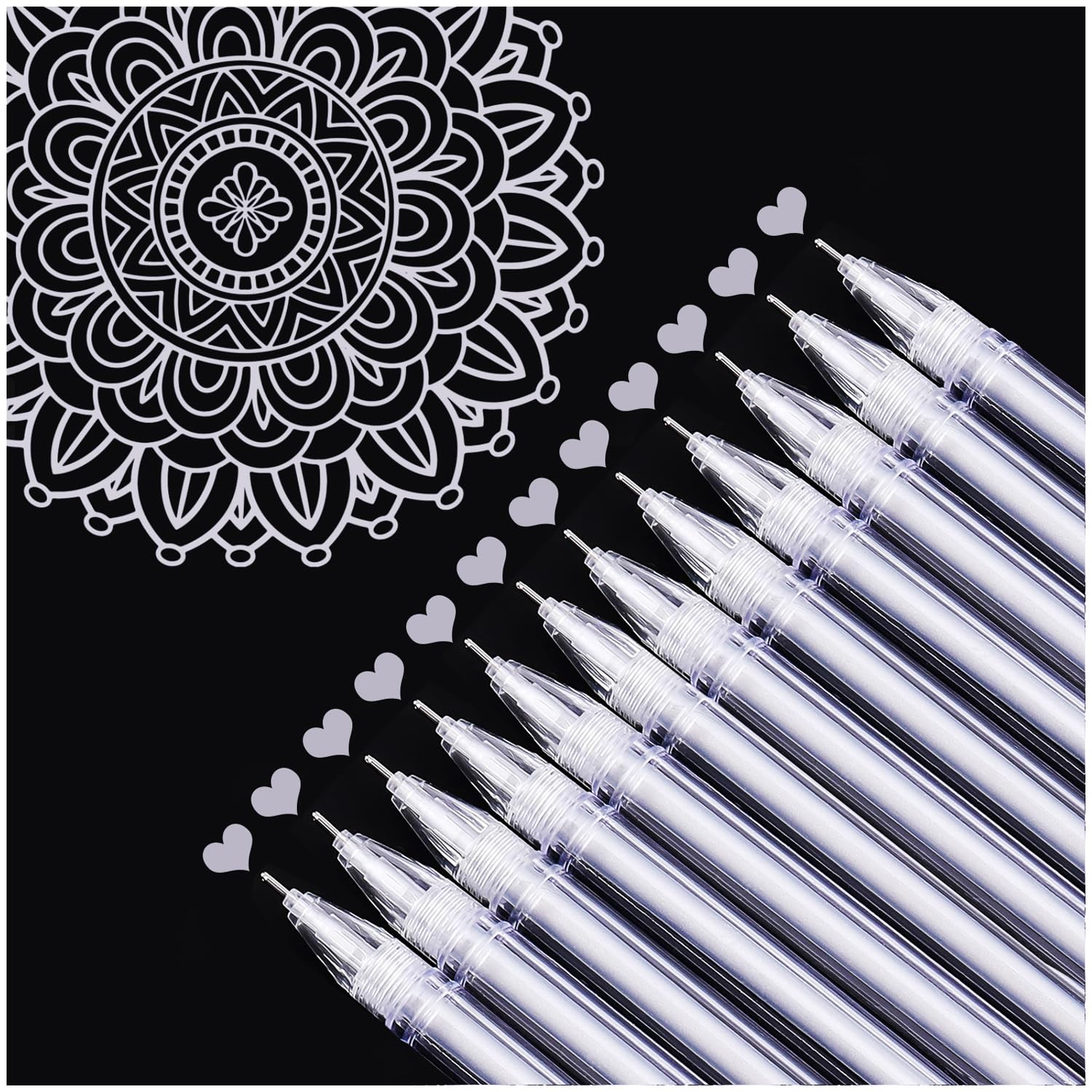 Dyvicl Metallic Silver Gel Pens, 0.5 mm Extra Fine Pens Gel Ink Pens ...