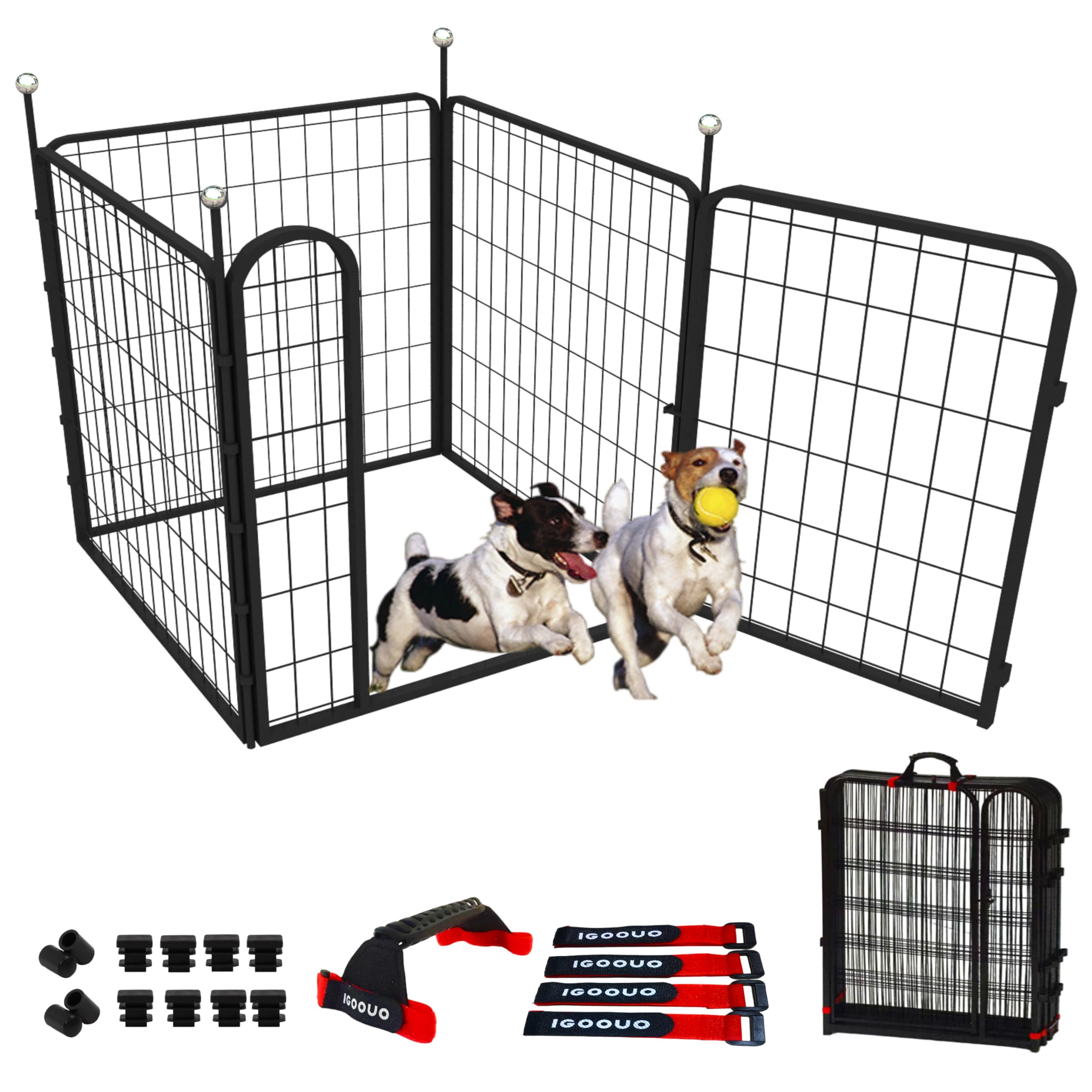 IGOOUO Dog Playpen Indoor/Outdoor,32'' Portable Dog Crates with Easy ...