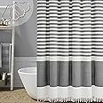 Amazon.com: Dynamene Modern Farmhouse Shower Curtain - Gray and White Cotton Boho Striped Fabric ...