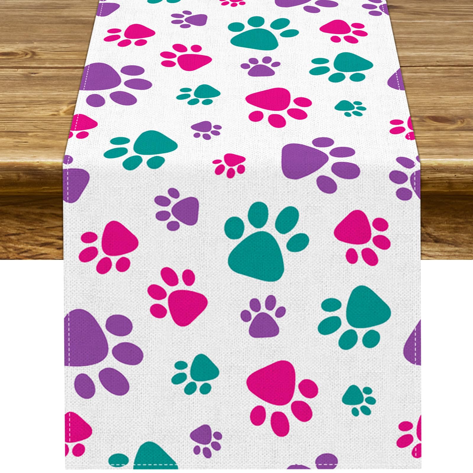 Paw Print Table Runner Dog Themed Birthday Party for Kids Decoration ...