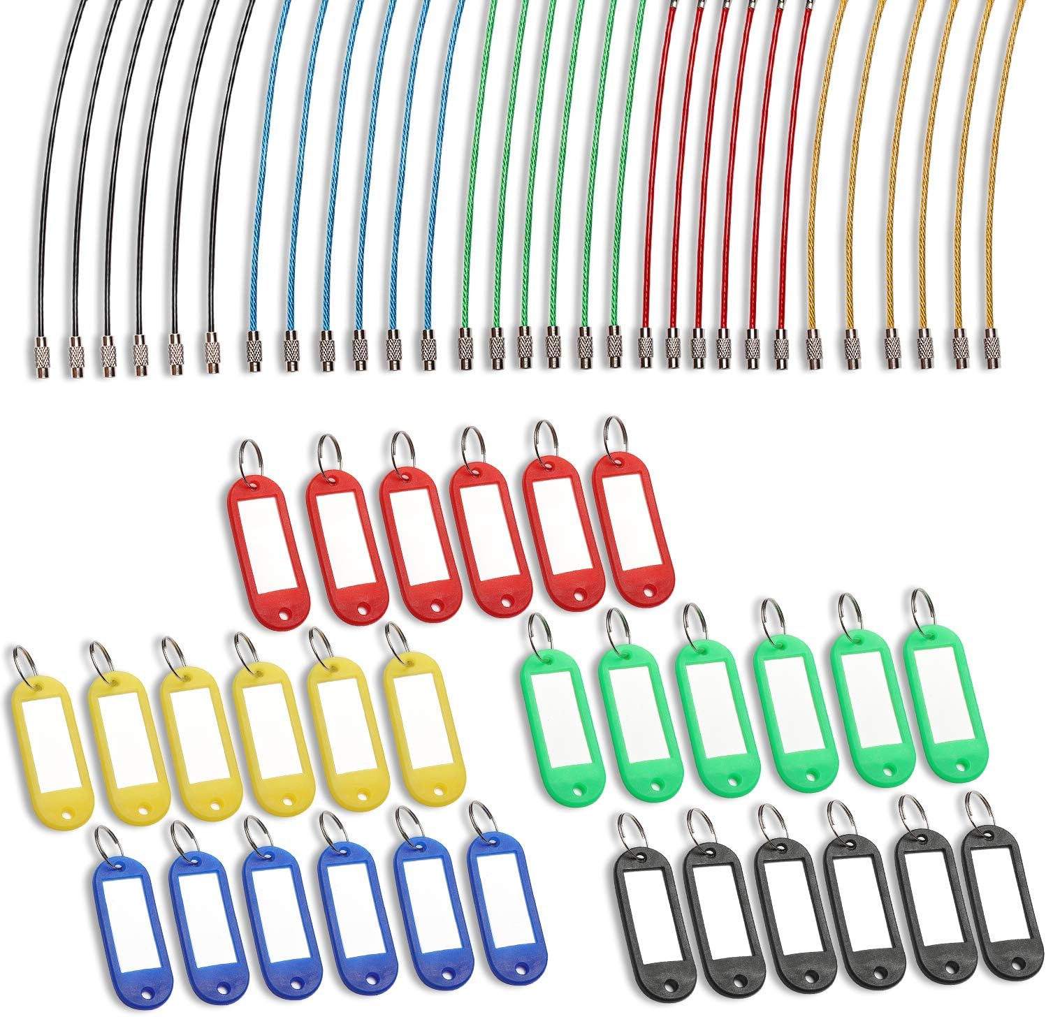 Amazon.com : Key Tags & Cable Key Rings 20 pcs from Each A Premium ...
