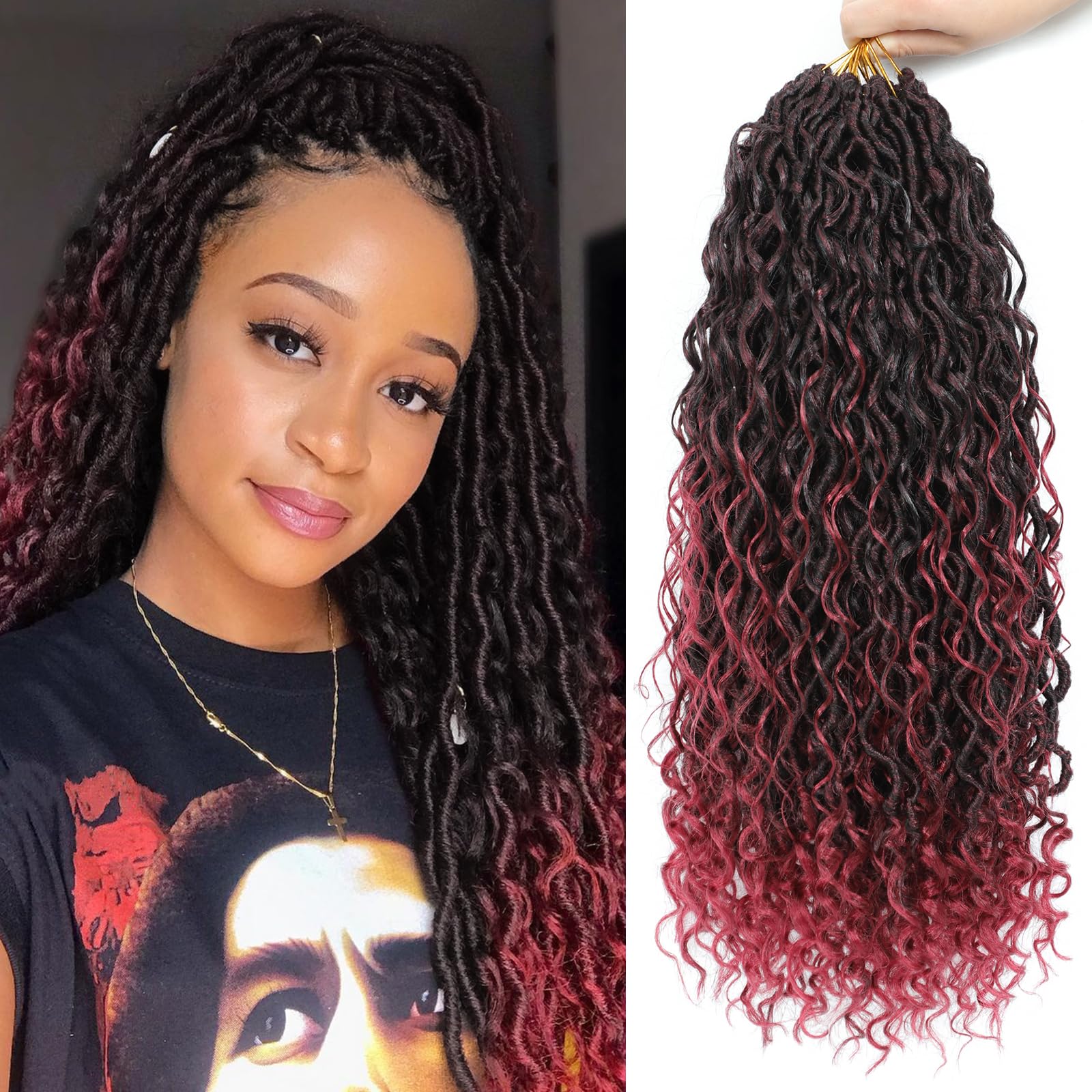 8 Packs Curly Faux Locs Crochet Hair 22 Inch Goddess Locs Crochet Hair ...