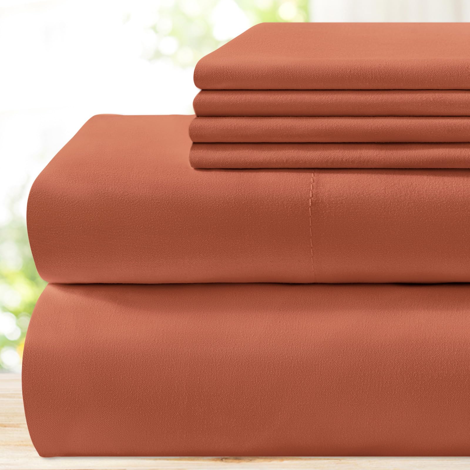 BYSURE 6 Pieces Bed Sheets Set(King, Terracotta) - Hotel Luxury Super ...