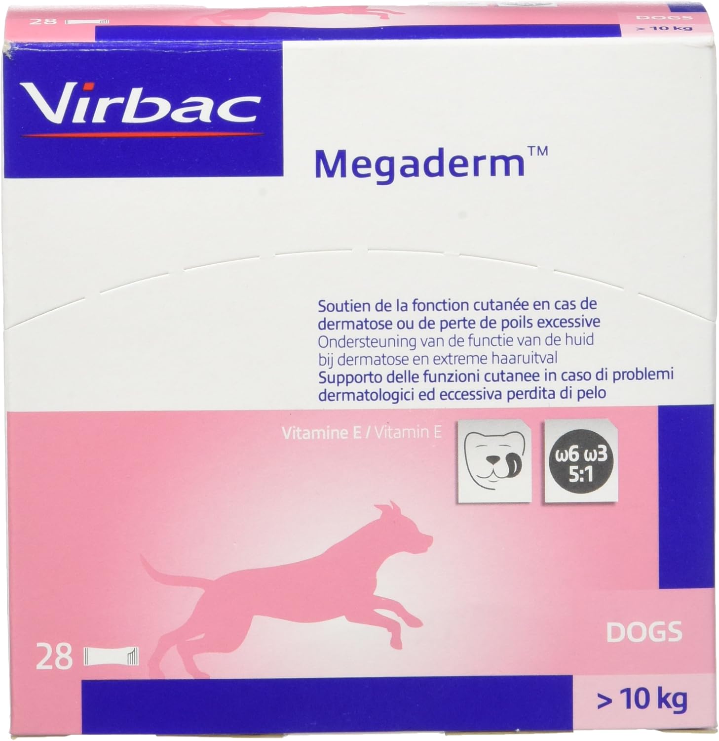 Mégaderm® 8 ml Équilibre de la peau chien de + 10 kg Boite 28 Sachets ...