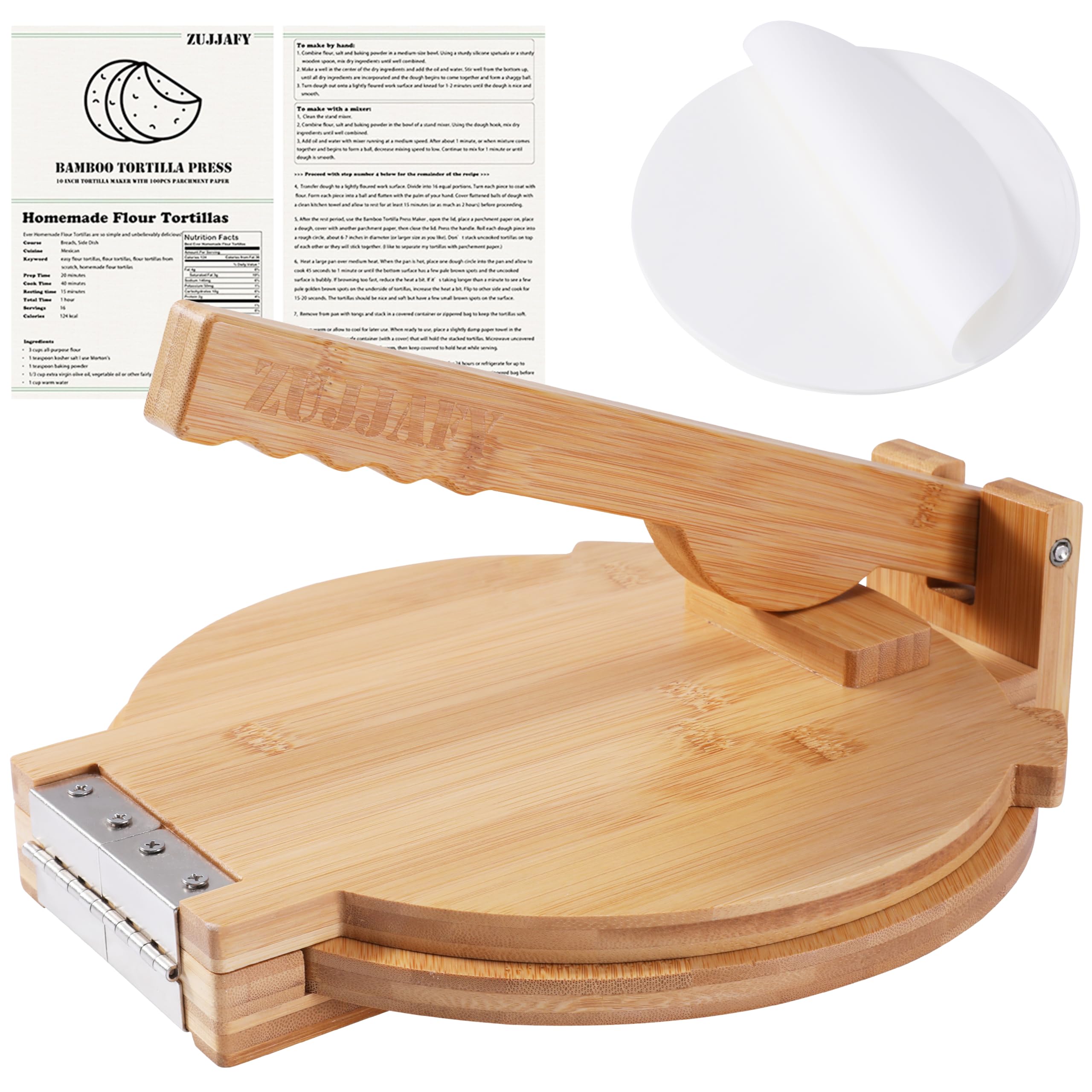 Mua Tortilla Press 10 Inch Bamboo Tortilla Maker with 100 Parchment ...