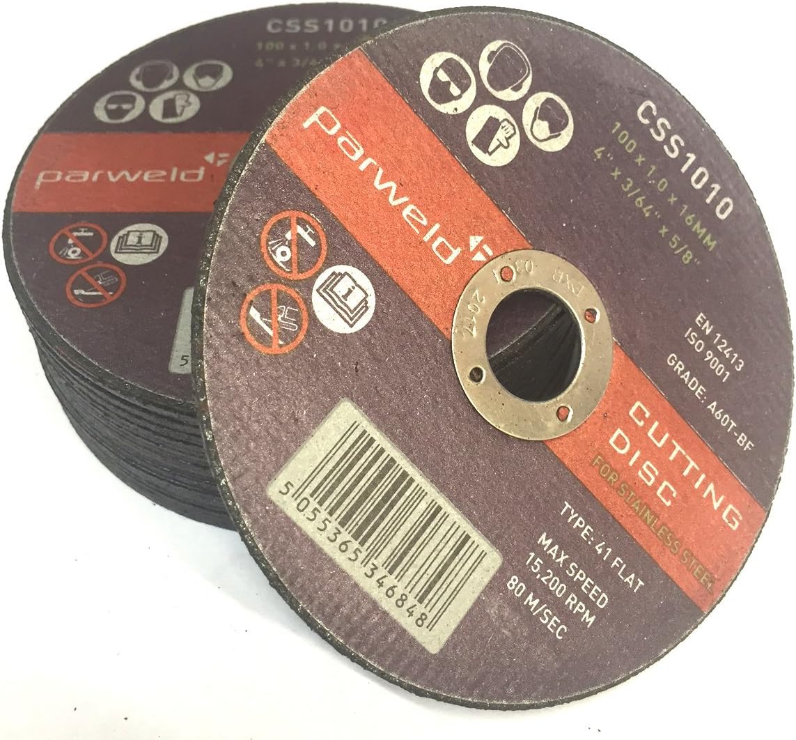 (PACK OF 10) Parweld (4") 100mm x 1mm Thin stainless Steel Cutting ...