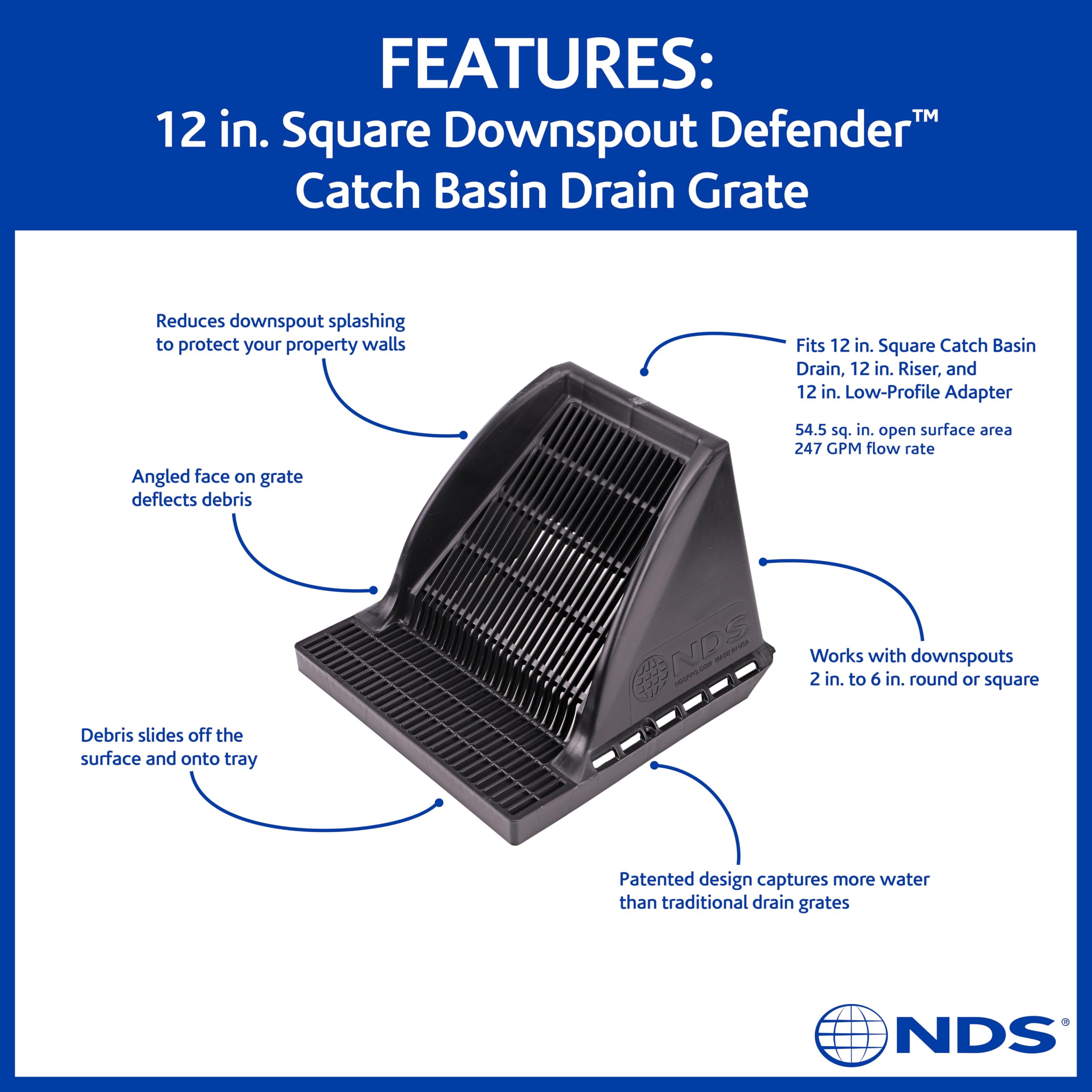 Mua NDS 1200DSG Square Catch Basin Drain Downspout Grate, Fits 12-Inch ...