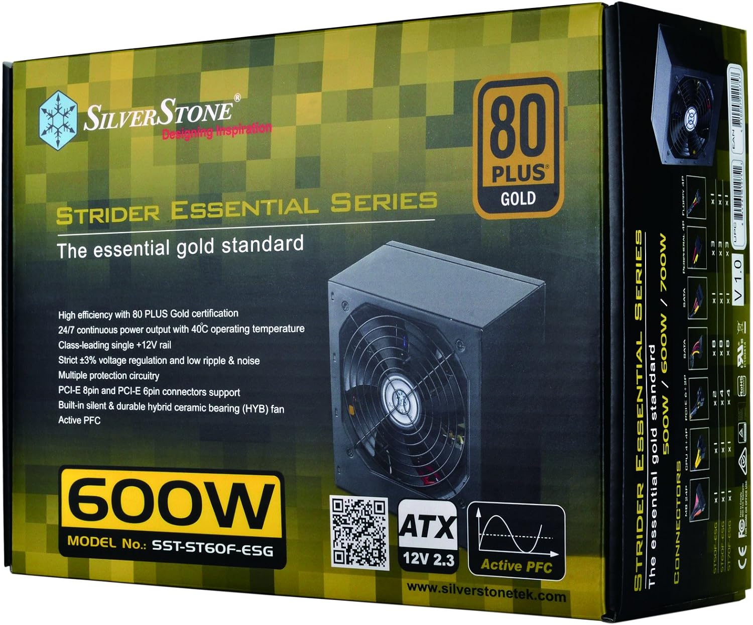 SilverStone SST-ST60F-ESG – Strider Essential Series, 600W 80 Plus Gold ...