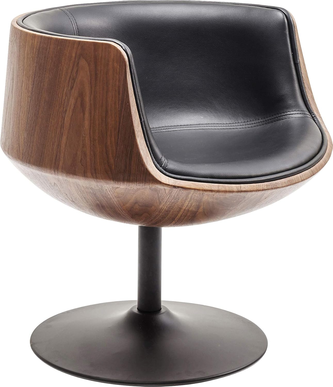 Kare Design Drehstuhl Club Walnut, drehbarer Sessel aus Kunstleder mit ...