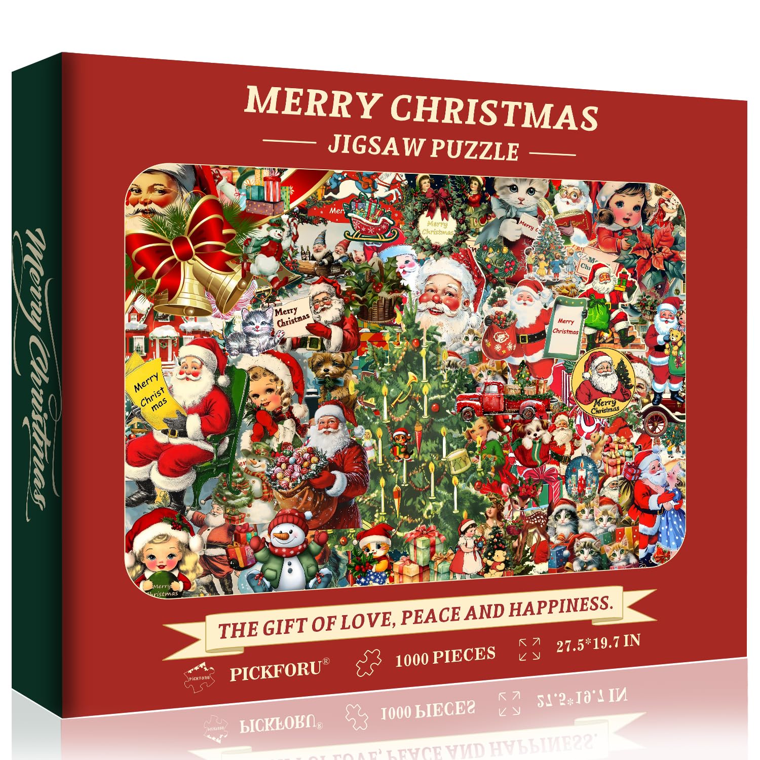 PICKFORU Christmas Puzzles 1000 Pieces, Vintage Christmas Collage ...