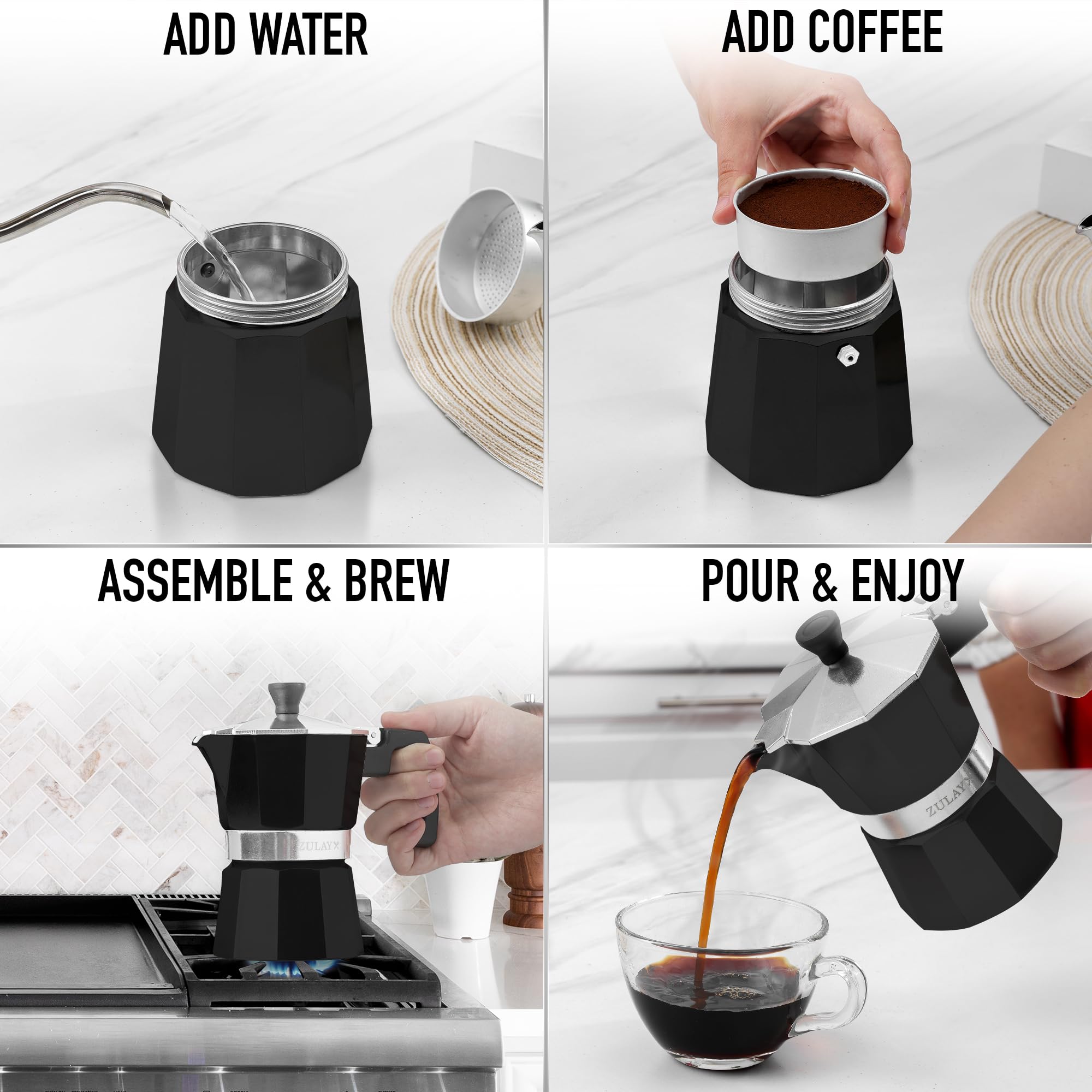 Mua Zulay Moka Pot Espresso Stovetop Coffee Maker - Leak-Proof ...