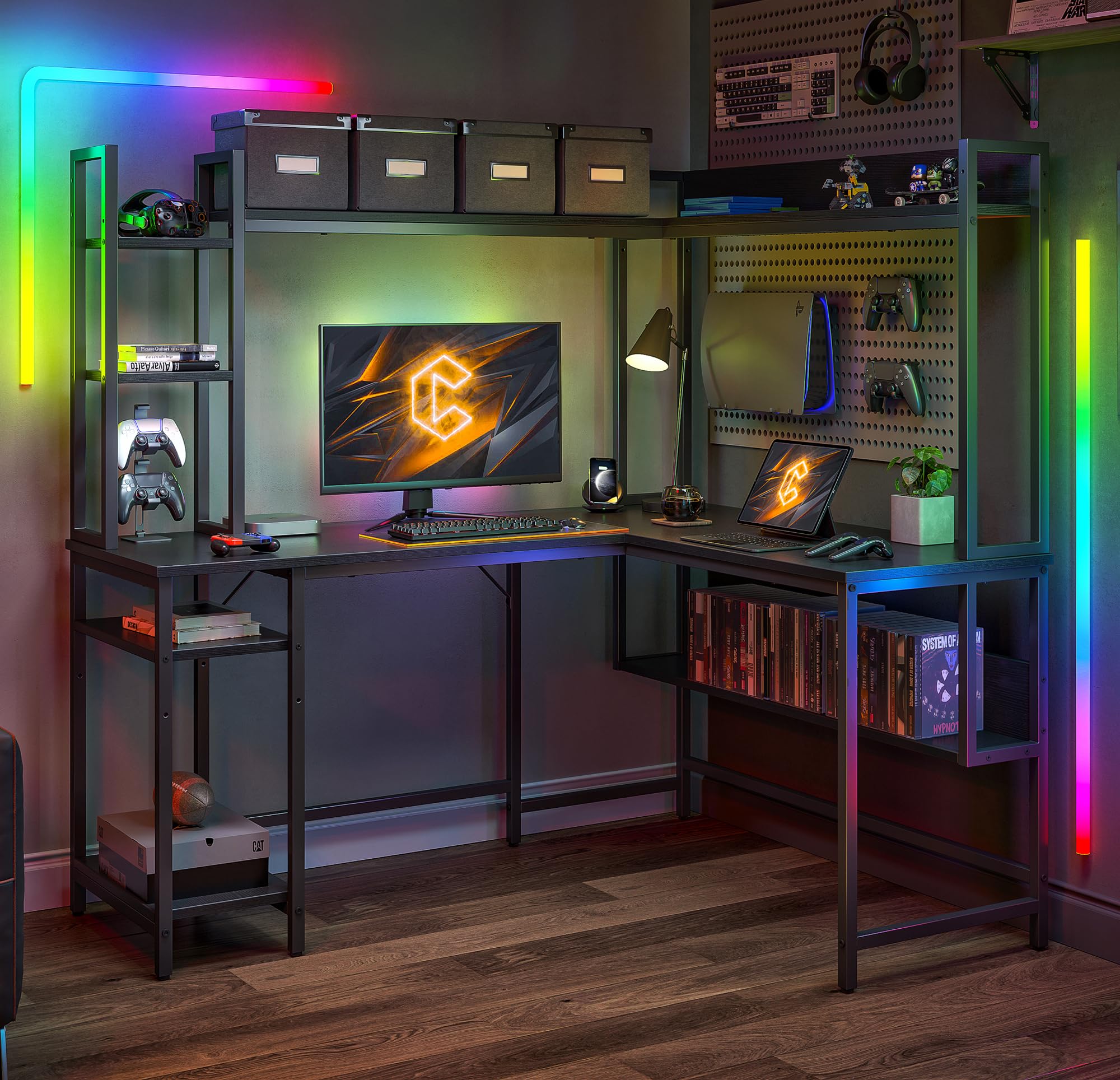 Mua CubiCubi L Shaped Gaming Desk with Hutch, 60" Corner Computer Desk ...