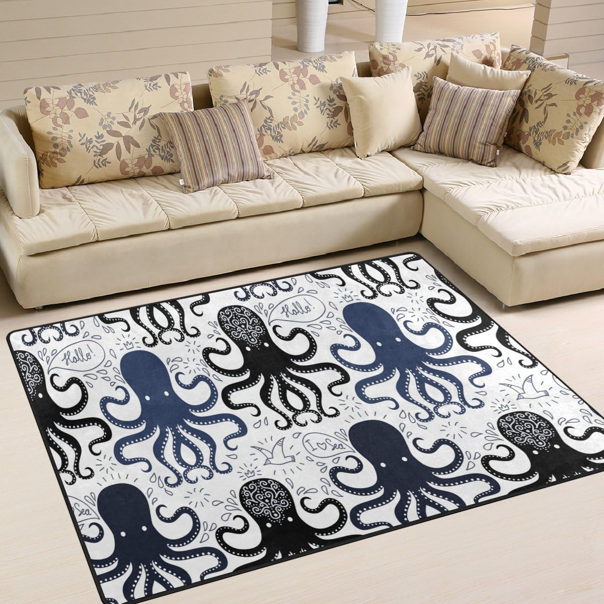 Use7 Cartoon Octopus Kraken Area Rug for Living Room Bedroom 203cm x ...