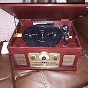 Sylvania SRCD838 5-in-1 Nostalgic Turntable with CD, Cassette, Radio ...