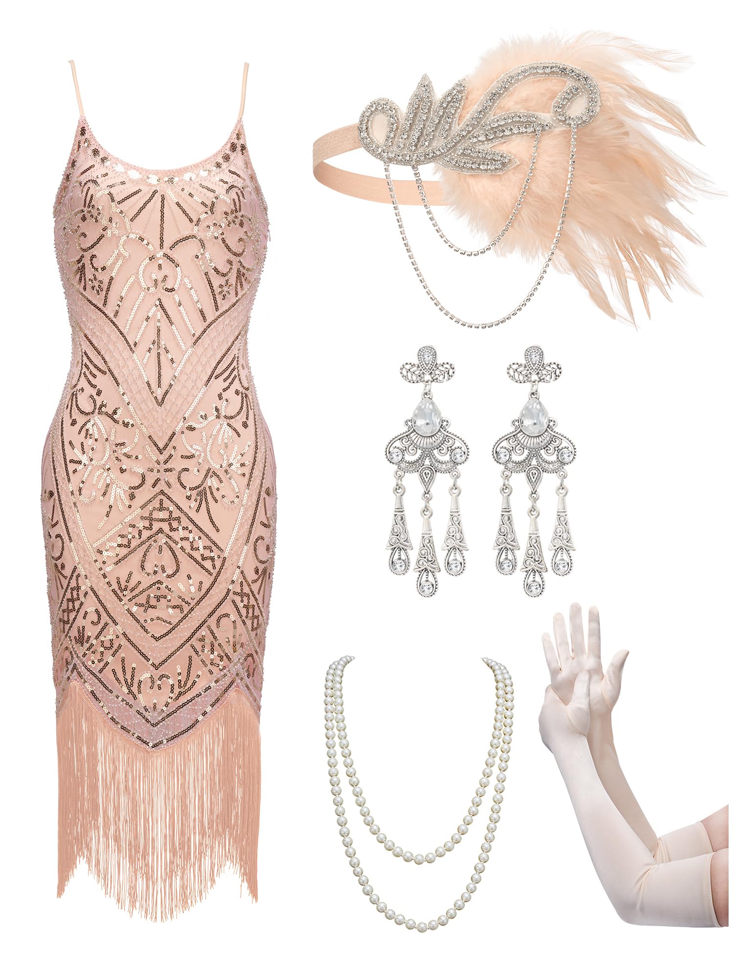 YESSA Women's Flapper Dresses 1920s,Great Gatsby Dresses Sequin Fringe ...